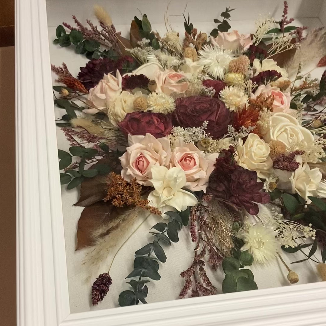 White Shadow Box - Flower Bouquet Preservation - Dried Flowers Forever