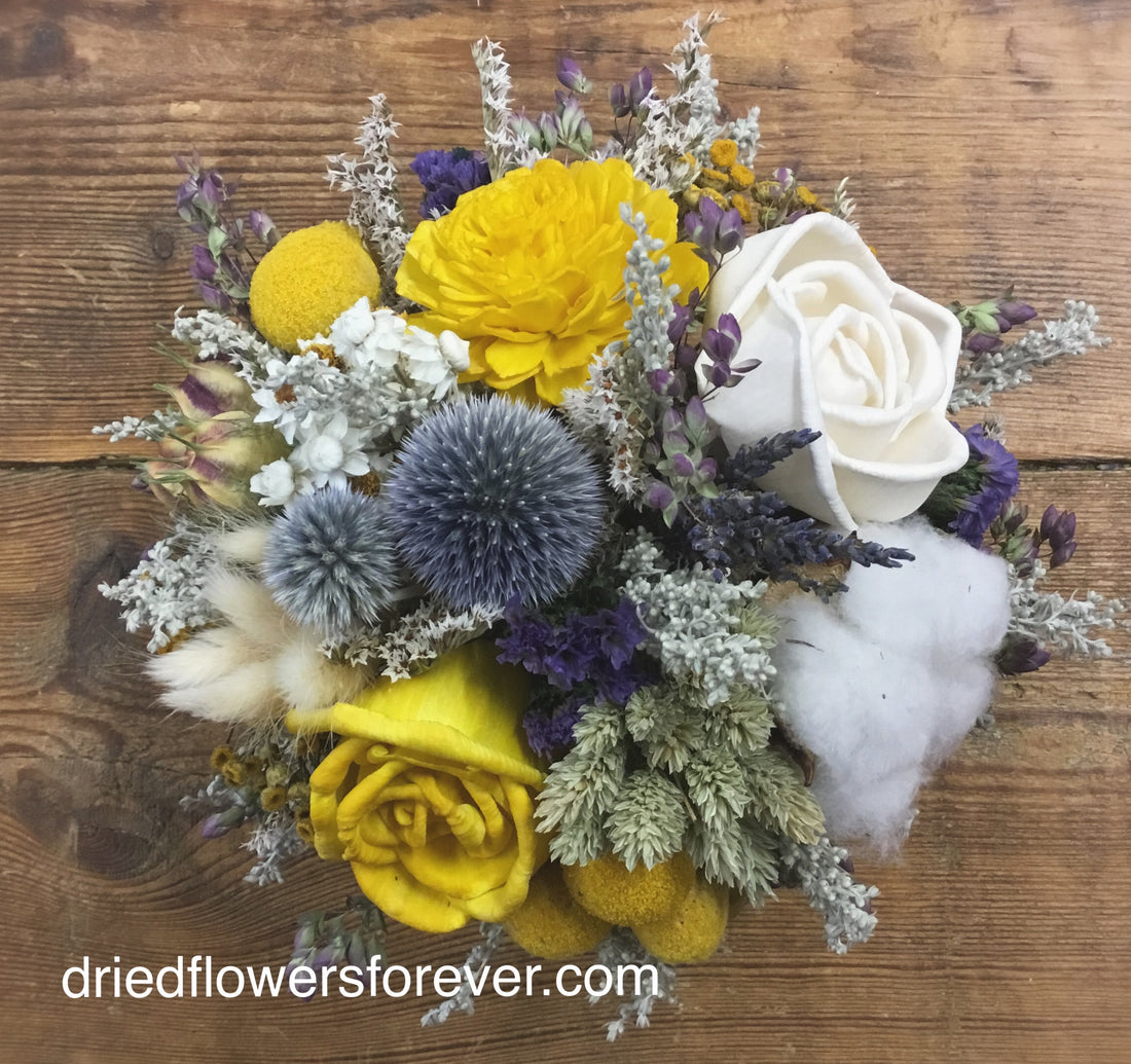 Yellow Dried Floral Arrangement – Dried Flowers Forever